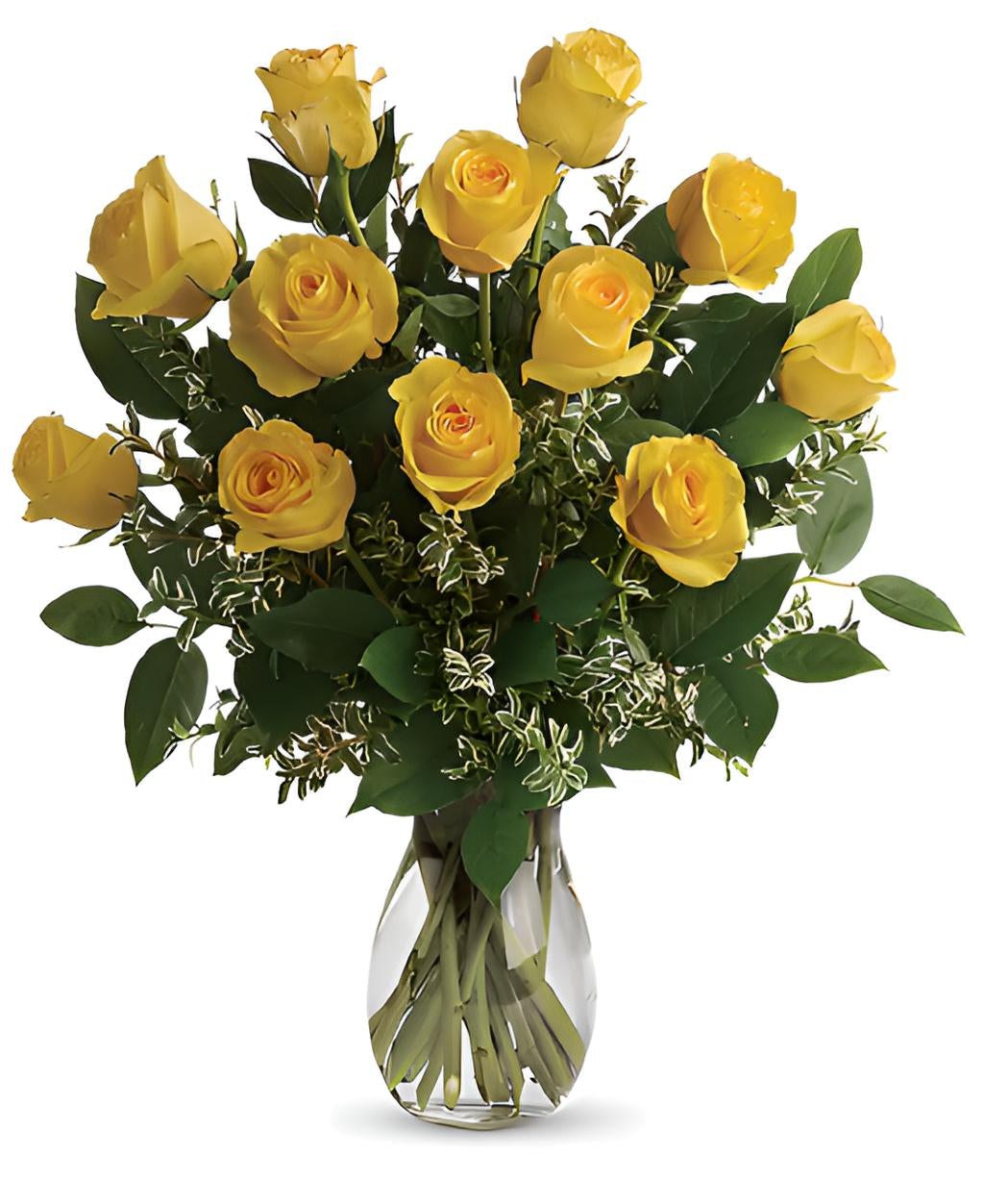 YELLOW ROSES IN VASE – Budget Casket and Monuments